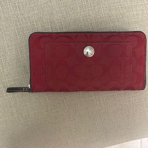Coach | Bags | Coach Red Wallet With Signature Design W Coa | Poshmark